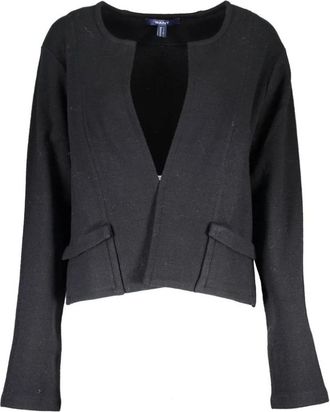 GANT Femme, Pulls, Noir, Taille: 46 FR Cardigan en Laine Noire Femme