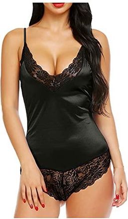 Generic Sous-v&ecirc;tements sexy en dentelle pour femme, Noir, XXL