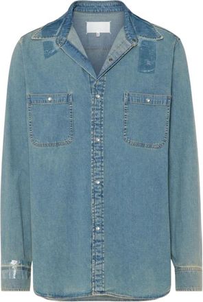 Maison Margiela Homme, Chemises, Bleu, Taille: M Taped Denim Shirt