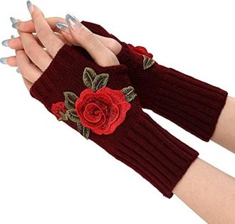 Generic Mitaine Femme Hiver Chaud, Gants Mitaine dhiver Epais Tricoté Arm Mitaine Gants Chauff pour Femme Gants Demi-Doigt Chaudes Joli y2k Thermique Cadeaux 