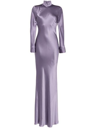 Michelle Mason Langärmeliges Abendkleid aus Seide - Violett