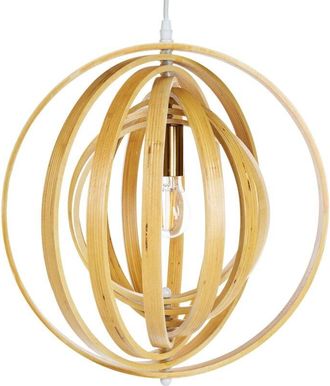 Beliani Beliani - Lampe Pendante Moderne Boho Bois de Peuplier Suspendue Forme Ronde Ajustable Bois Clair Murrell