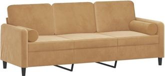 vidaXL 3-Sitzer-Sofa mit Zierkissen Braun 180 cm Samt Vidaxl
