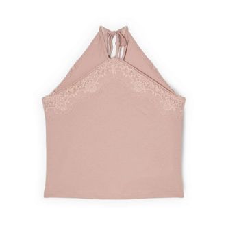 Motivi Halterneck-Top mit Spitzeneins&auml;tzen - - Tops - Damen - Rosa - L