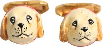 Dolce & Gabbana Homme, Accessoires, Jaune, Taille: ONE Size Boutons de Manchette en Tons Dor&eacute;s avec Chiot