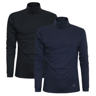 Sergio Tacchini Herren Rollkragen Pullover Turtleneck Warm, 2er Pack Mehrfarbig (Blau, Schwarz) XL