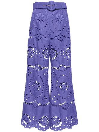 Zimmermann pantalon court &agrave; broderie anglaise - Violet