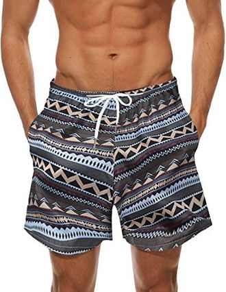 Generic Short de plage d&eacute;t&eacute; pour homme - Pantalon court d&eacute;contract&eacute; imprim&eacute; - Pantalon de plage court pour vacances - Coupe r&eacute;guli&egrave;re, Noir, 4XL