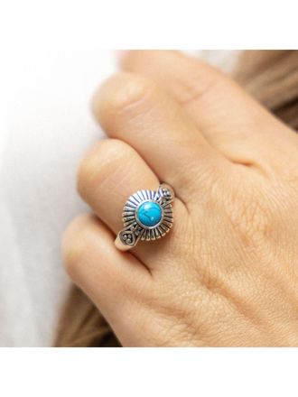 Zeeme Gemstones Ring Silber 925 oxidiert mit T&uuml;rkis 6mm