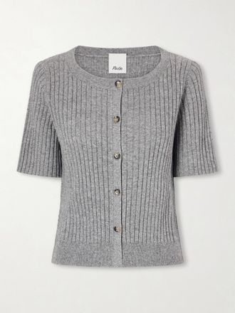 Allude Cardigan En Coton Et Cachemire M&eacute;lang&eacute;s C&ocirc;tel&eacute;s - Gris