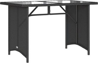 vidaXL Vidaxl - Table de jardin avec dessus en verre noir 110x68x70 poly rotin