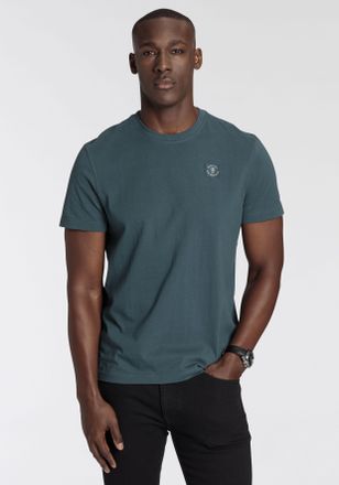 DELMAO Rundhalsshirt DELMAO, Herren, Gr. M (48/50), gr&uuml;n (dunkelgr&uuml;n), Single Jersey, Obermaterial: 100% Baumwolle, unifarben, Basic, regular fit, Rundhals, 