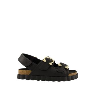 Ferragamo Kamakura Ornament Doppelriemen-Sandalen - - Shoes - Damen - Schwarzk - 38 EU