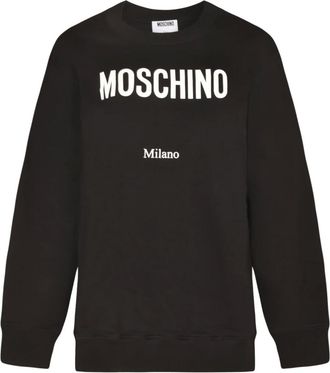 Moschino Femme, Sweatshirts et sweats &agrave; capuche, Noir, Taille: 36 FR SweaT-shirt Imprim&eacute; en Coton