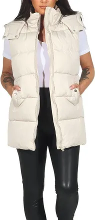 Hailys Damen gef&uuml;tterte Steppweste Pi44a Waistcoat Damenweste mit Kapuze NW-PO2302052 Cream XL