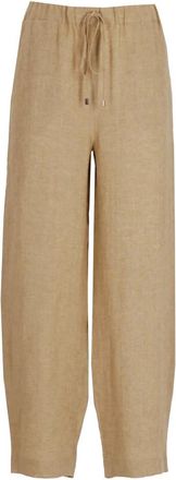 Antonelli Femme, Pantalons, Brun, Taille: 38 FR Pantalon Large en Lin