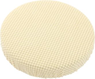 Holibanna Runder Hockerbezug aus Polyester Waschbarer Stuhlbezug Stretch &Uuml;berzug f&uuml;r Drehhocker und Gartenstuhlbezug Beige Innenbereich Sitzschutz