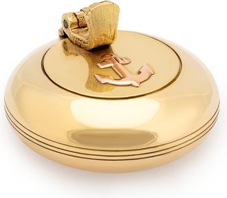 NKlaus 5cm Klappaschenbecher rund glatt Messing massiv gold Anker Aschenbecher maritim für Boot und Terrasse 11499