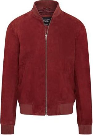 Infinity Leather Blouson aviateur universitaire MA-1 en daim de chèvre doux bordeaux pour homme
