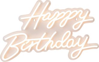 Relaxdays LED Schild, Happy Birthday, leuchtende Geburtstagsdeko, H x B: 28 x 40 cm, zum Aufh&auml;ngen, USB-Kabel, warmwei&szlig;