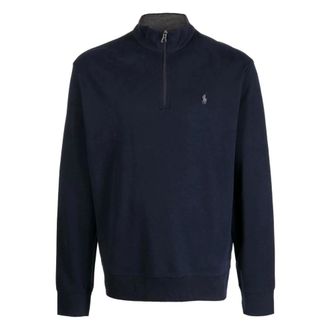 Polo Ralph Lauren Baumwoll-Halb-Zip-Strickware mit Logo-Stickerei - - Sweatshirts & Hoodies - Herren - Blau - L