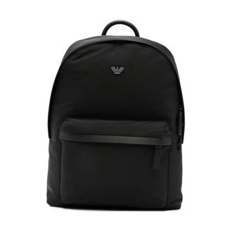 Emporio Armani Rucksack mit Metall-Logo - - Bags - Herren - Schwarzk - ONE SIZE