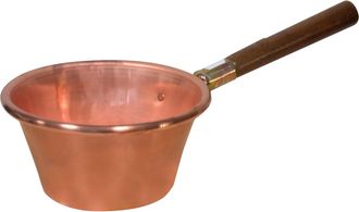 hOme Home Kessel mit Griff aus Holz, Rund, Kupfer, 20 cm