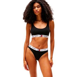 Tommy Hilfiger Brassi&egrave;re Femme Unlined avec Basque Embl&eacute;matique, Noir (Black), M