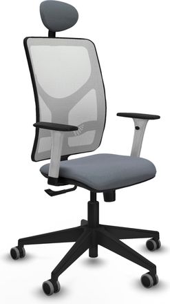 Piqueras y Crespo Schreibtischstuhl in Grau und Wei&szlig;, mit wei&szlig;en und schwarzen Armlehnen, h&ouml;henverstellbare Lendenwirbelst&uuml;tze und festes Kopfteil, Wei&szlig;/Grau