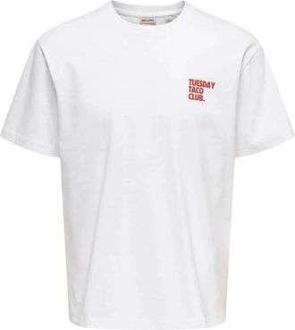 Only & Sons Only & Sons, Homme, Tops, Blanc, Taille: XL Life Foodie RLX SS Tee