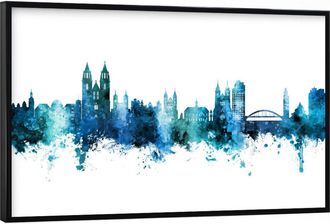 artboxONE Poster mit schwarzem Rahmen 45x30 cm Städte Magdeburg Germany Skyline Blue - Bild magdeburg