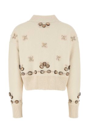 Alanui Womens Dream Cardigan Beige Silk Nylon