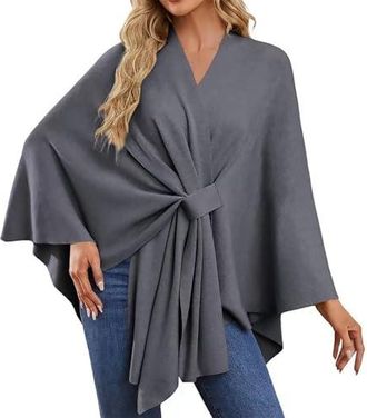 Generic Poncho &eacute;l&eacute;gant ch&acirc;le doux ouvert sur le devant pour femmes pour printemps &eacute;charpes dhiver pour hommes, gris fonc&eacute;, taille unique