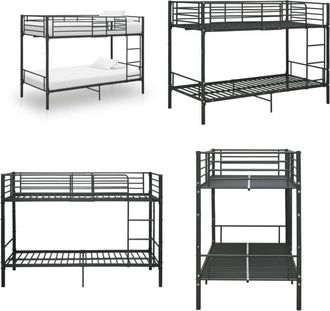 vidaXL Etagenbett Schwarz Metall 90&times;200 cm - Kinderbett - Jugendbett - Etagenbett - Doppelbett - Schlafsystem - Home & Living