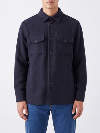 Aspesi Hemdjacke aus reiner Wolle mit aufgesetzten Taschen und klassischem Kragen