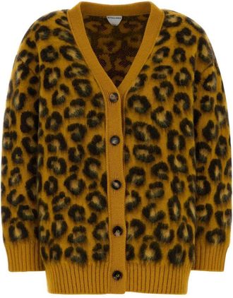 Bottega Veneta Femme, Pulls, Brun, Taille: 36 FR Leopard Cardigan
