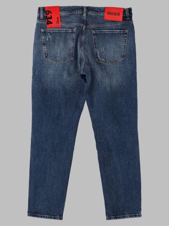 HUGO BOSS Distressed Cotton Jeans - Blue