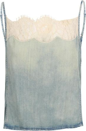 Diesel Femme, Tops, Bleu, Taille: 38 FR Haut en jean vintage avec dentelle