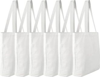 Generic Lot de 3, 5, 6 ou 12 sacs fourre-tout en toile, sacs de courses robustes et recyclables pour l&eacute;picerie - 13,6 x 15,3 Sacs en coton non marqu&eacute;s id&eacute;aux 