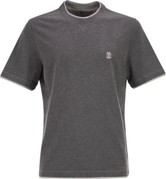 Brunello Cucinelli Homme, Tops, Gris, Taille: 2XL T-Chemises