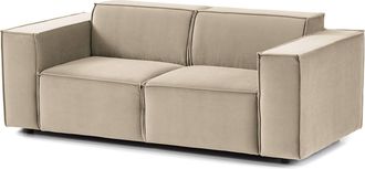Studio Copenhagen home24 2-Sitzer Sofa Beige/Beige Samt Shyla 189 x 70 x 96cm Keine Funktion Glamour