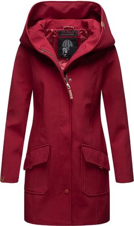 Marikoo Damen Übergangsjacke Softshellmantel wasserdicht atmungsaktiv mit Kapuze Mayleen Bordeaux Gr. M