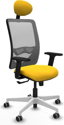 Piqueras y Crespo Zulema Center Center Stuhl mit 2D-Armen, h&ouml;henverstellbarer Lendenwirbelst&uuml;tze und festem Kopfteil, ausgestattet mit 3 Positionen, Grau/Gelb