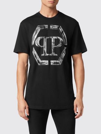 Philipp Plein T-shirt en coton avec monogramme et logo Hexagon en strass