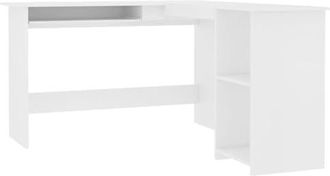 vidaXL Bureau dangle en Forme de L, Table dOrdinateur, Table dÉtude, Meuble de Salon Salle de Séjour Salle de Travail Maison Intérieur, Blanc