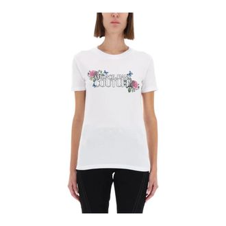 Versace Jeans Couture Floral Logo T-Shirt - - Tops - Damen - Wei&szlig; - XS