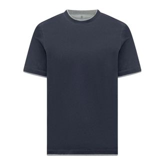 Brunello Cucinelli T-Shirt mit Rundhalsausschnitt - - Tops - Herren - Blau - S