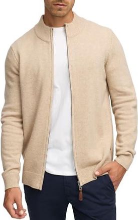 Indicode Cardigan INMargous pour homme avec fermeture &eacute;clair et col montant | Cardigan en tricot fin pour homme, Cr&egrave;me irlandaise, XXL