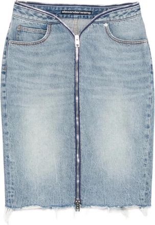 Alexander Wang Femme, Jupes, Bleu, Taille: W25 Zip Waistband Dipped V Skirt