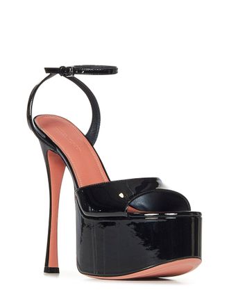 Amina Muaddi Womens Sandals Aya Black Calfskin